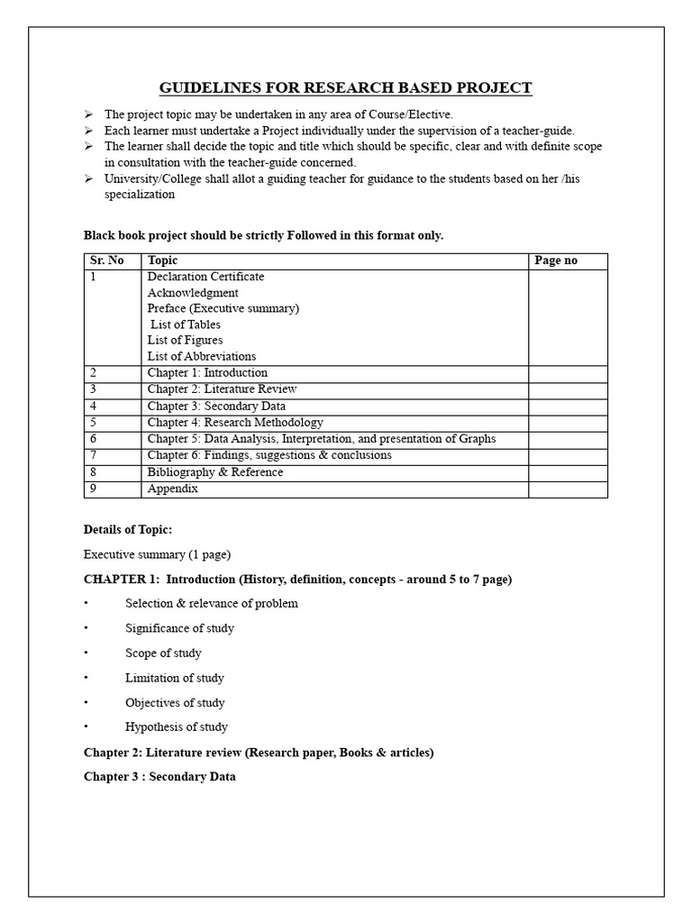 Black Book Project Guidelines 2023 | PDF | Methodology | Cognition