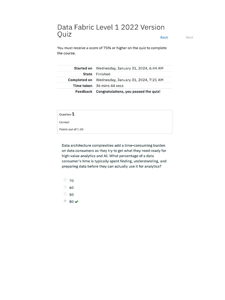 Data Fabric Level 1 2022 Version Quiz - Q23 - 2024 | PDF Data Fabric Level 1 2022 Version Quiz - Q23 - 2024 | PDF