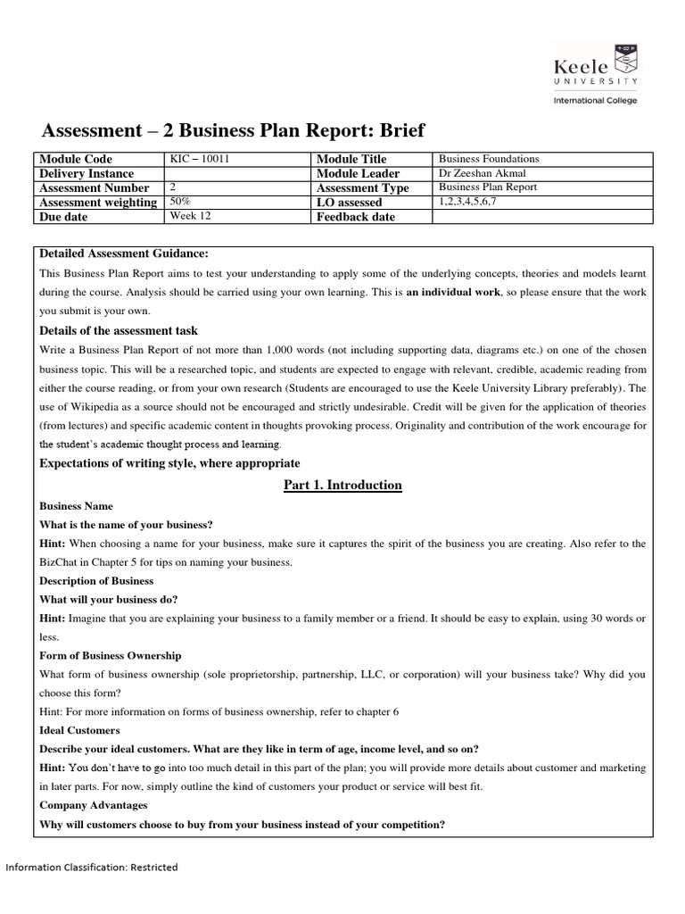 Assessment 2 - Business Plan Report | PDF | Product (Business ...