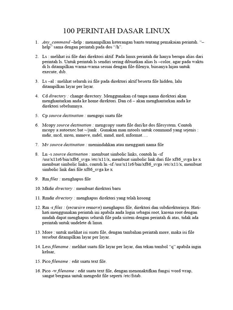 PERINTAH DASAR LINUX | PDF