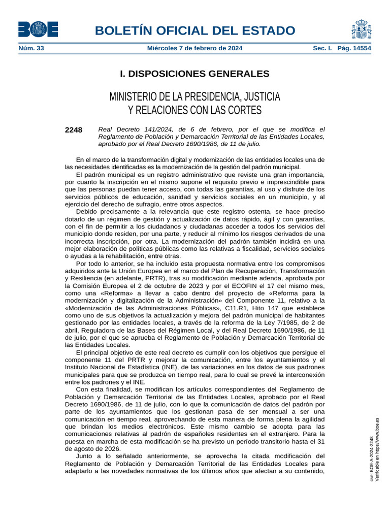Boe A 2024 2248 | PDF | Regulación | Gobierno local