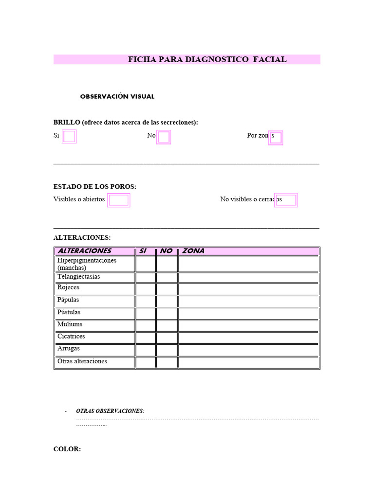 Ficha para Diagnostico Facial 2 | PDF | Causas de la muerte | Piel