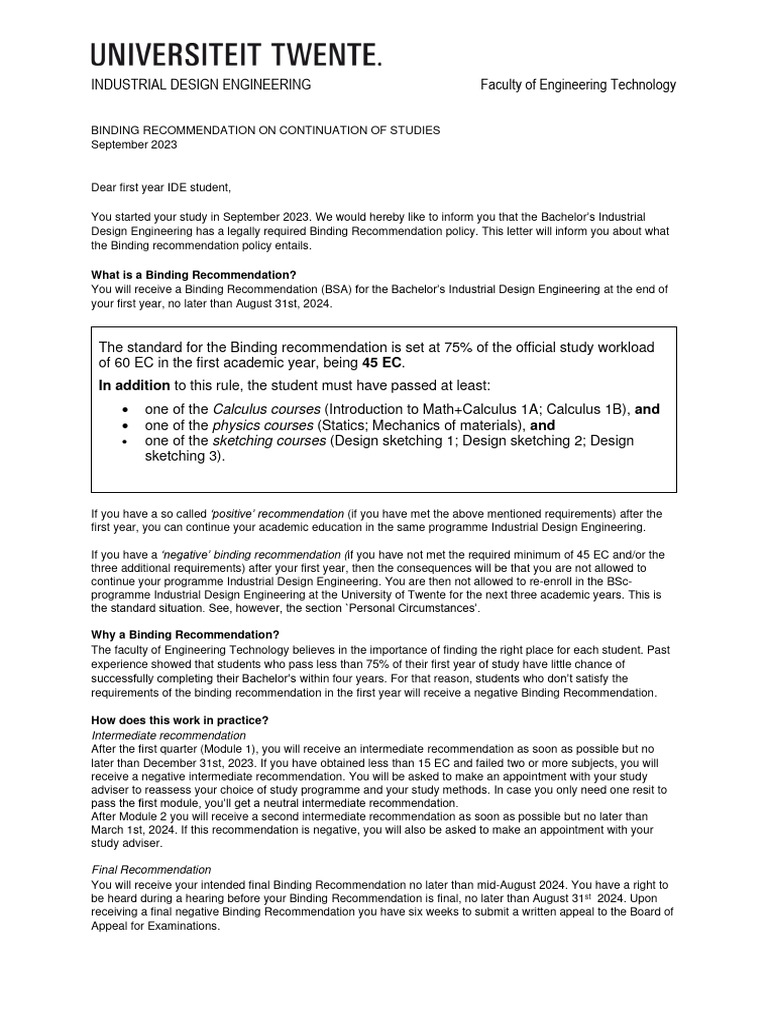 BSA - ID - Information Binding Recommendation 2023 | PDF | Bachelor's ...