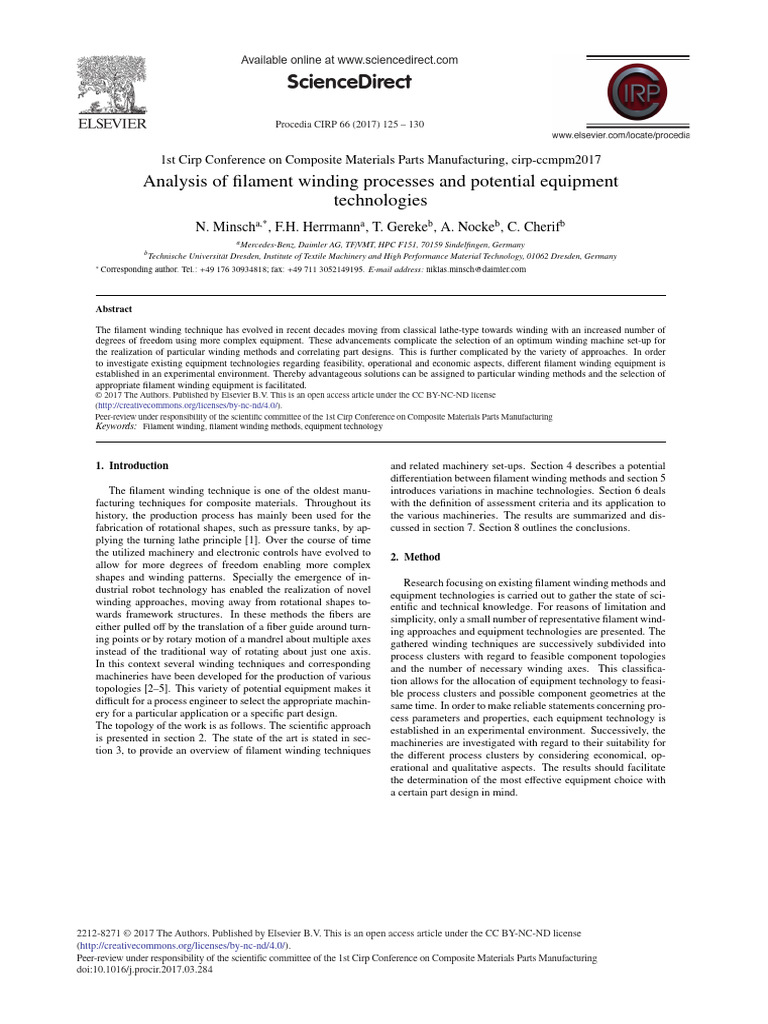Filament Winding Process Analysis | PDF | Machines | Rotation Around A ...