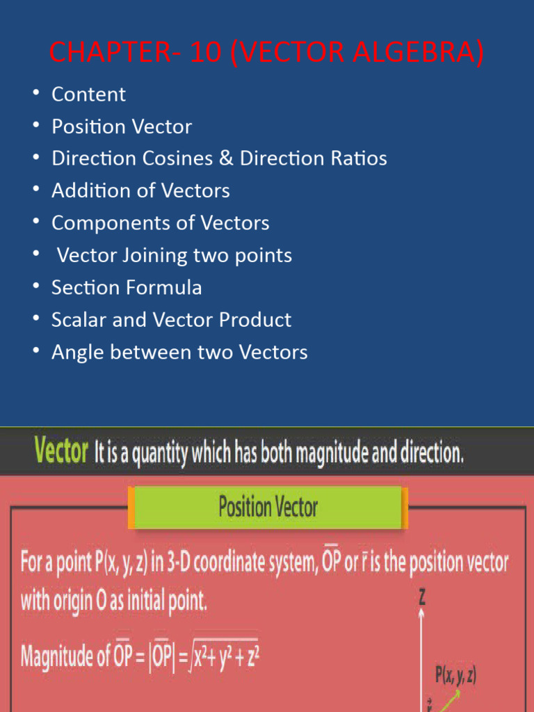 Ch-10 Vector Algebra( Ppt) | PDF