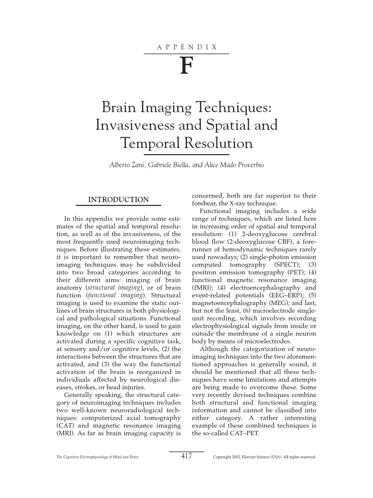 Appendix F - Brain Imaging Techniques Invasi - 2003 - The Cognitive Electrophys | PDF ...