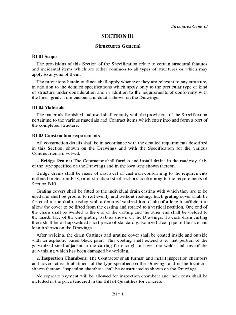 Section B1 Structures General | PDF | Pipe (Fluid Conveyance) | Concrete