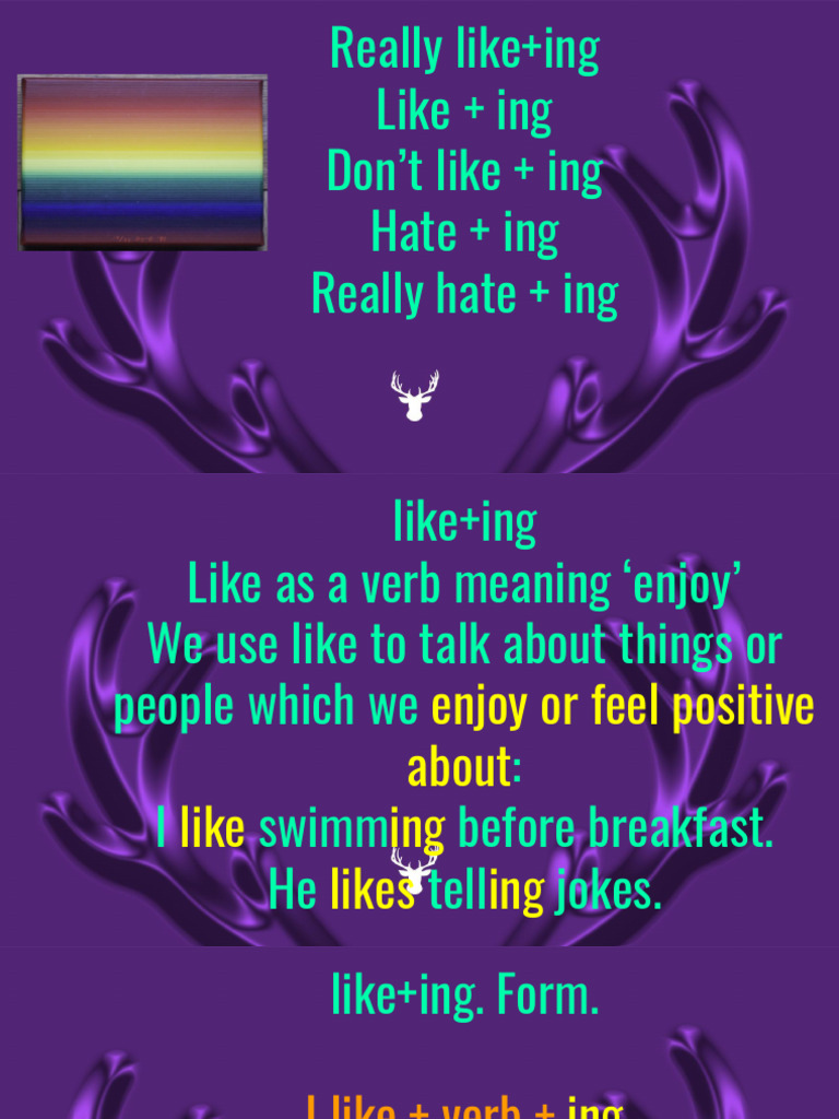 Using "Like" and "Hate" with Verbs | PDF
