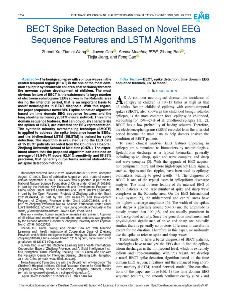 BECT Spike Detection Based On Novel EEG Sequence Features and LSTM ... BECT Spike Detection Based On Novel EEG Sequence Features and LSTM ...