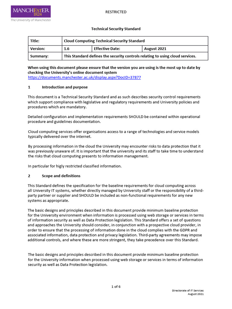 Cloud Computing Technical Security Standard 1.6 | PDF | Cloud Computing | Computing