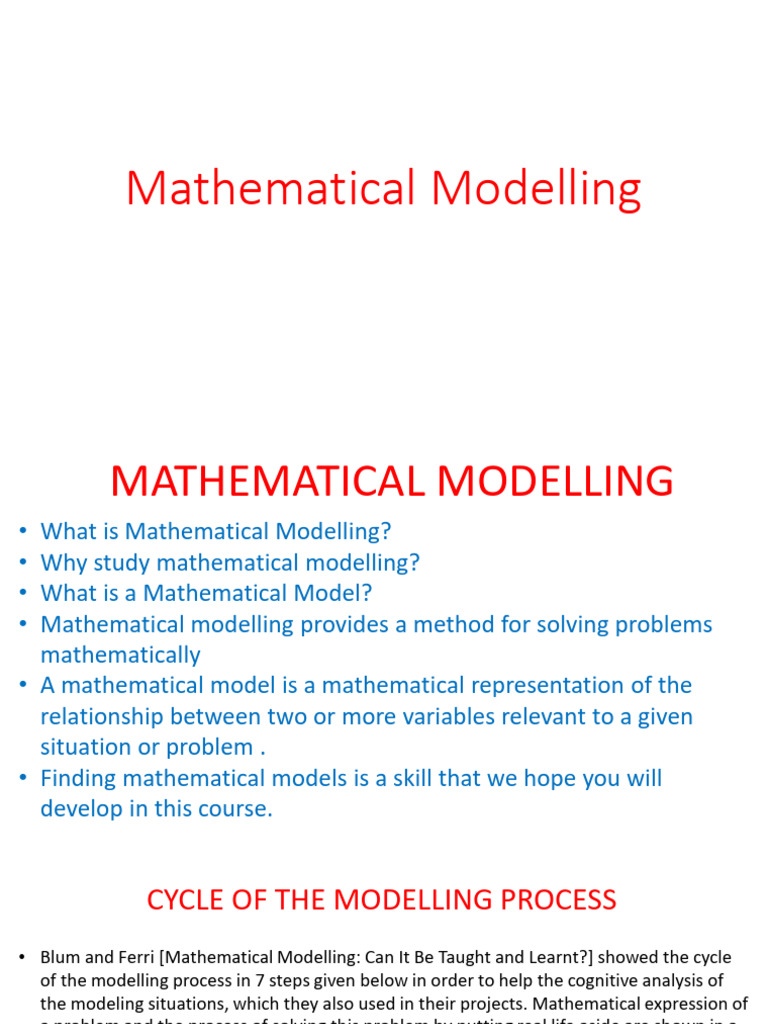 Mathematical Modelling PDF | PDF | Mathematics | Concept Mathematical Modelling PDF | PDF | Mathematics | Concept
