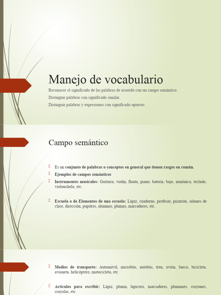 Manejo y uso del vocabulario | PDF | Analogía