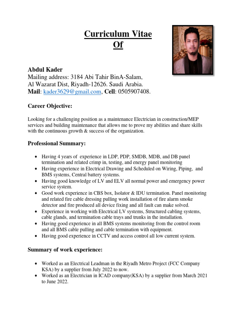 CV - KSA-Abdul Kader 3 | PDF