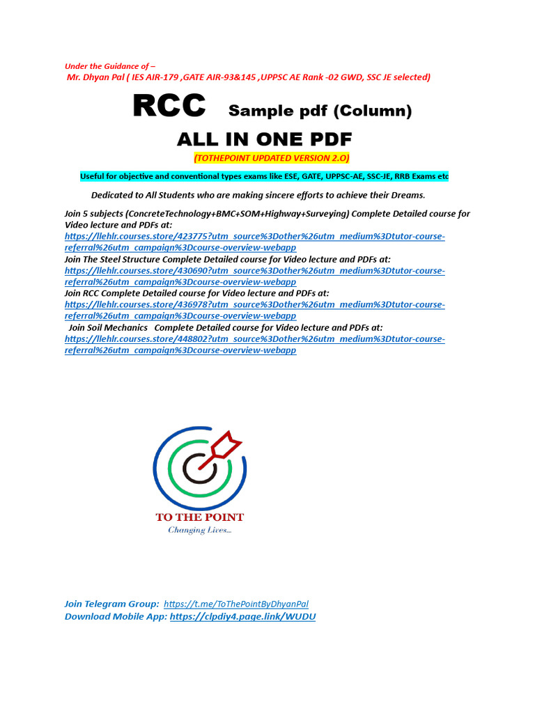RCC Updated Tothepointversion 2.0 Sample PDF Column Chapter | PDF ...