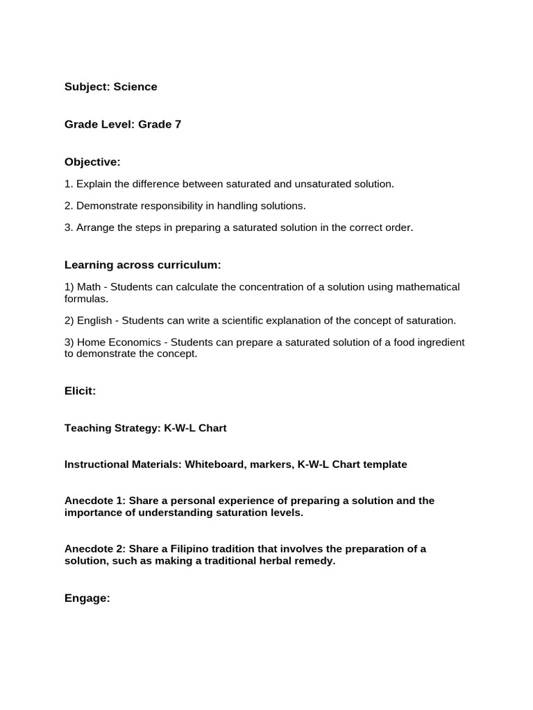 Lesson Plan | Download Free PDF | Solubility | Lesson Plan