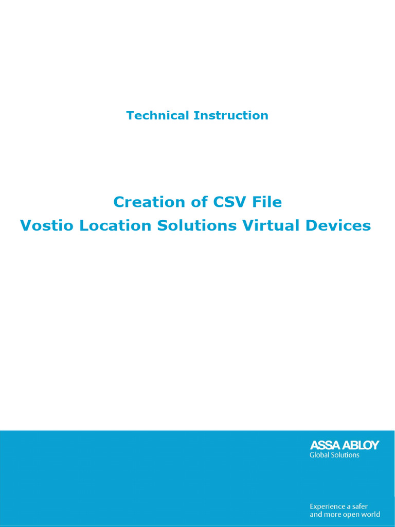 66 1100 105-0 Creation of CSV File For Vostio Location Solutions ...