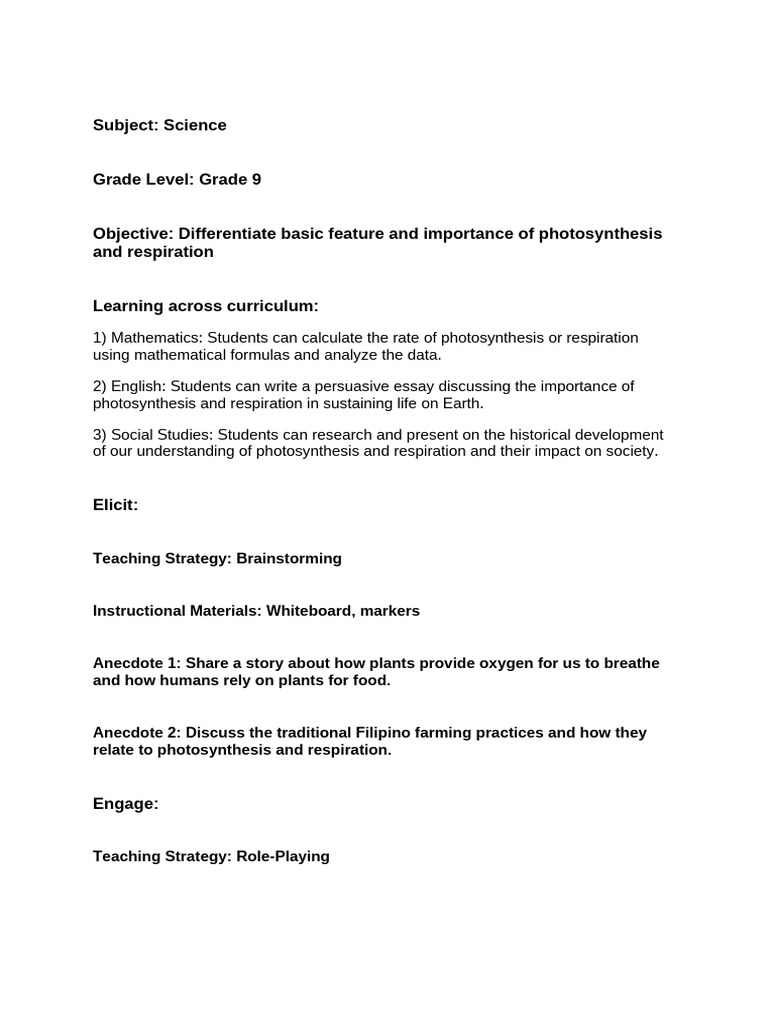 Lesson Plan | PDF | Photosynthesis | Simulation