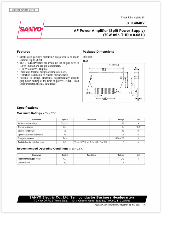 STK4040V Datasheet | PDF