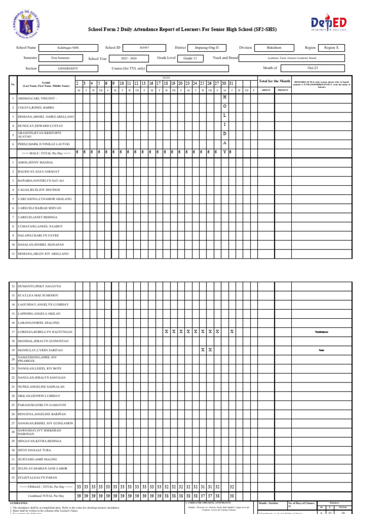 School Form 2 (SF 2) | PDF | Childhood | Family