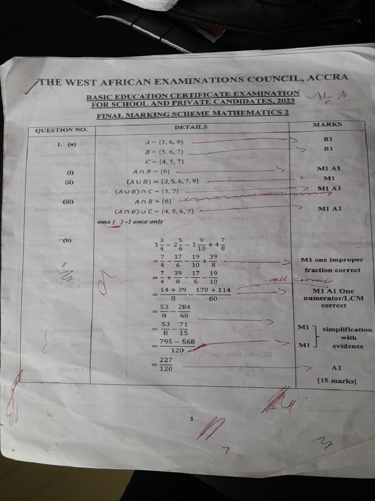 2023 BECE Marking Scheme Mathematics?? ?. | PDF