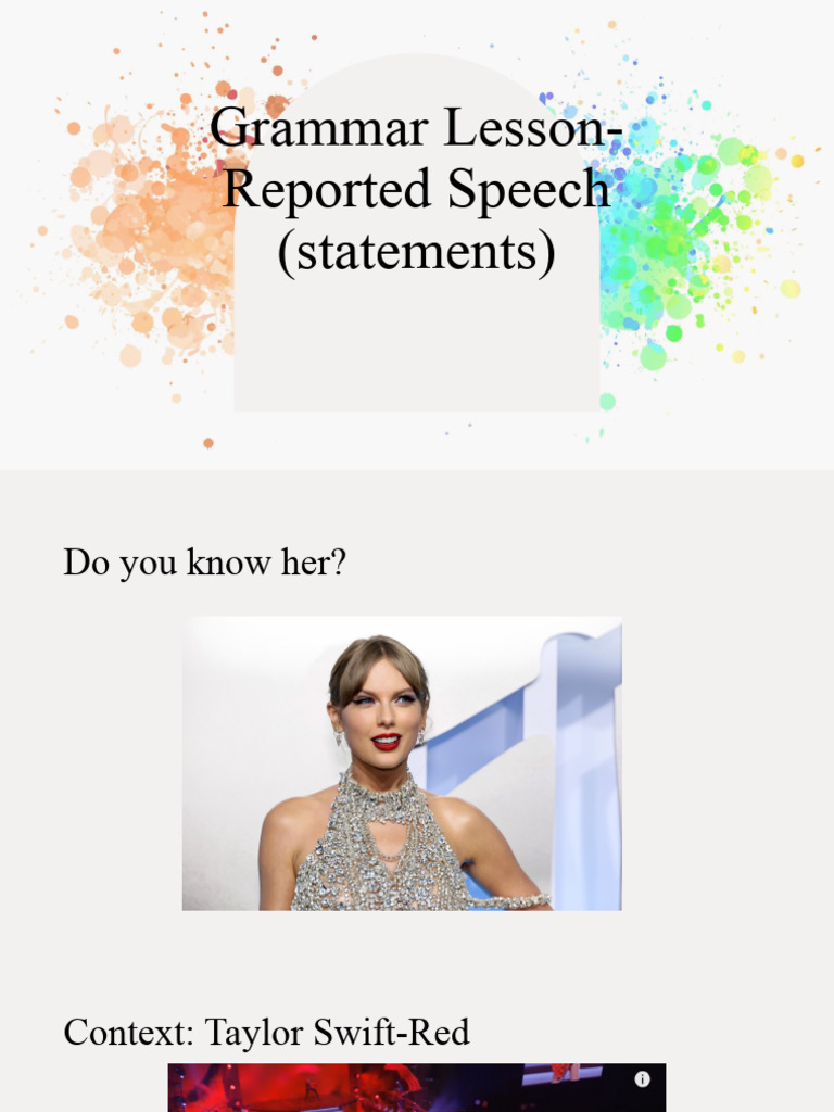 Grammar Lesson-Reported Speech and Direct Speech | PDF | Language ...
