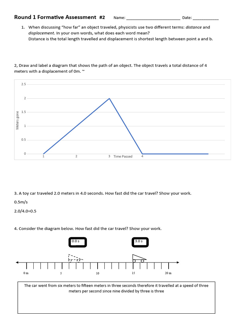 Distance - Displacement - Speed - Velocity - Formative Review | PDF ...