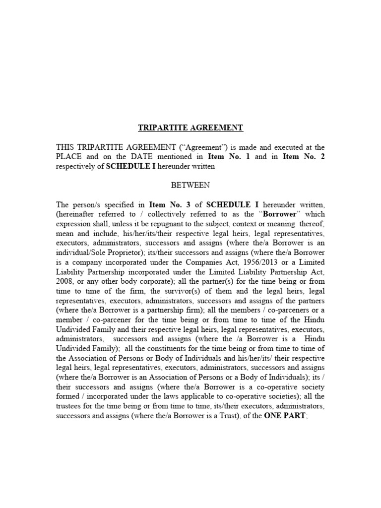 Tripartite Agreement - New Draft - 2020 | PDF | Loans | Mortgage Loan