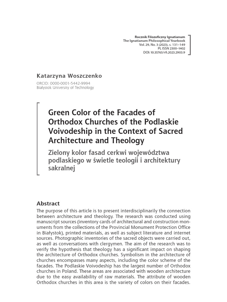 Green Color of the Facades of Orthodox Churches | PDF | Pentecost | Icon