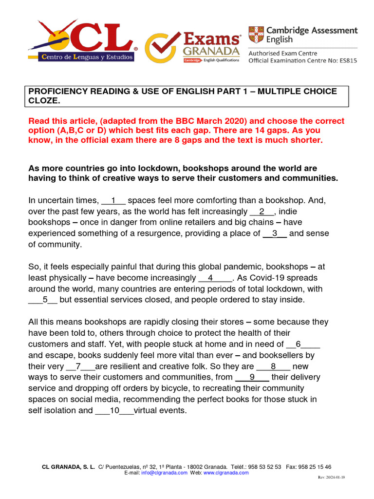 c2 Proficiency Reading Uoe Part 1 | PDF