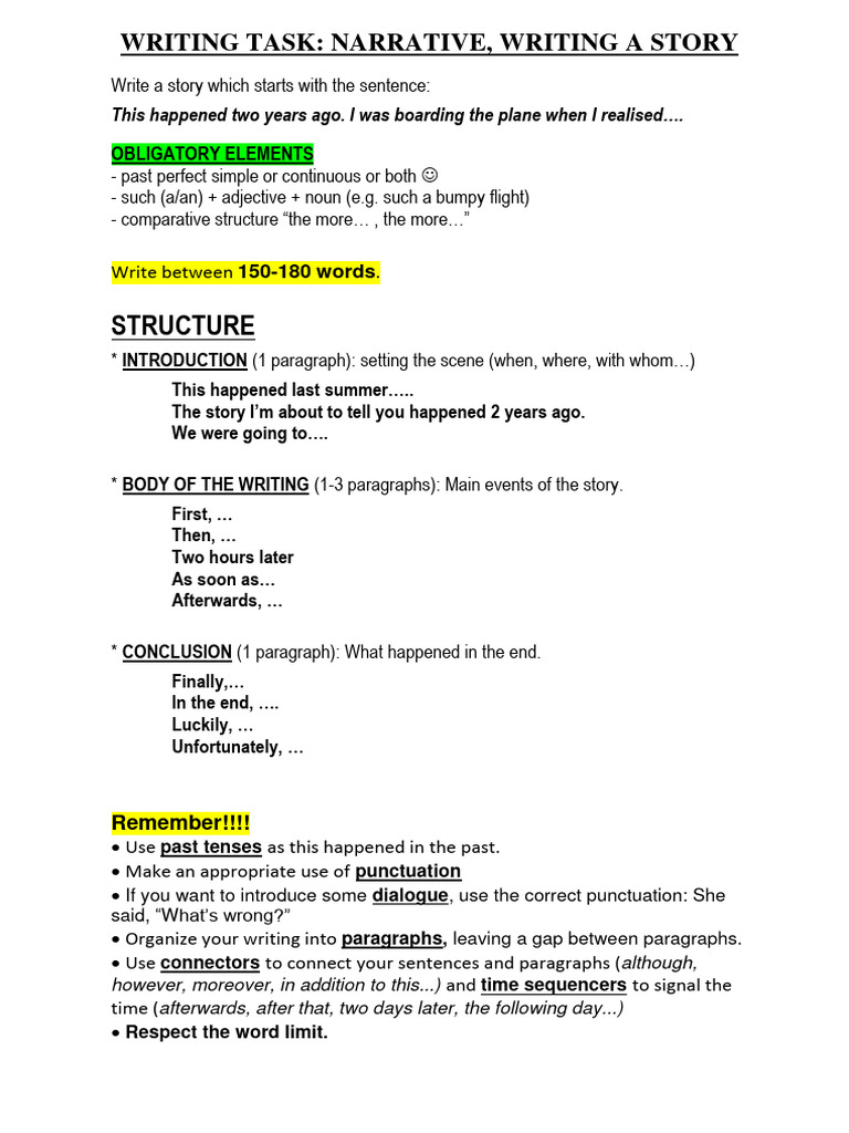 Writing A Story - B2.2 | PDF