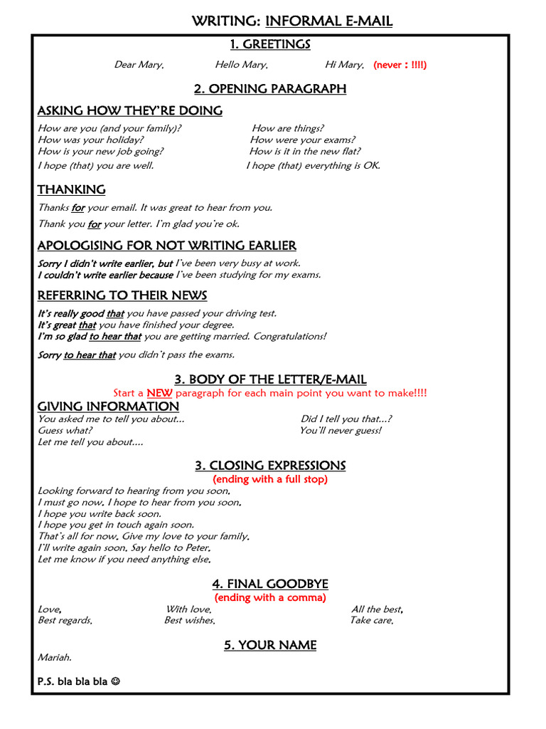 Informal Email - Useful Structures | PDF