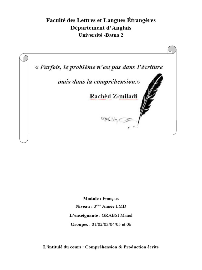 Techniques de Lecture et Écriture en Français | PDF | Clause | Adposition