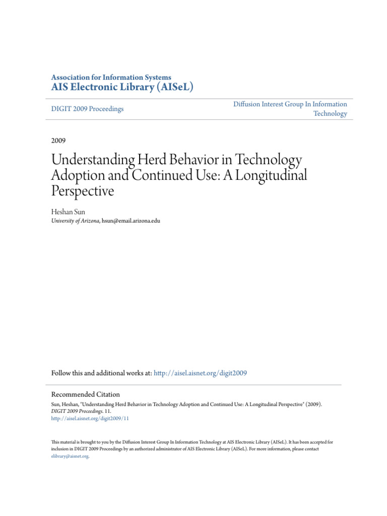Understanding Herd Behavior in Technology Adoption and Continued | PDF | Intention | Structural ...