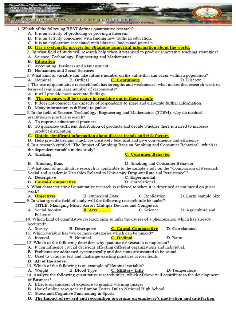 Practical Research 2: 1st Quarter Exam | PDF | Citation | Quantitative ...