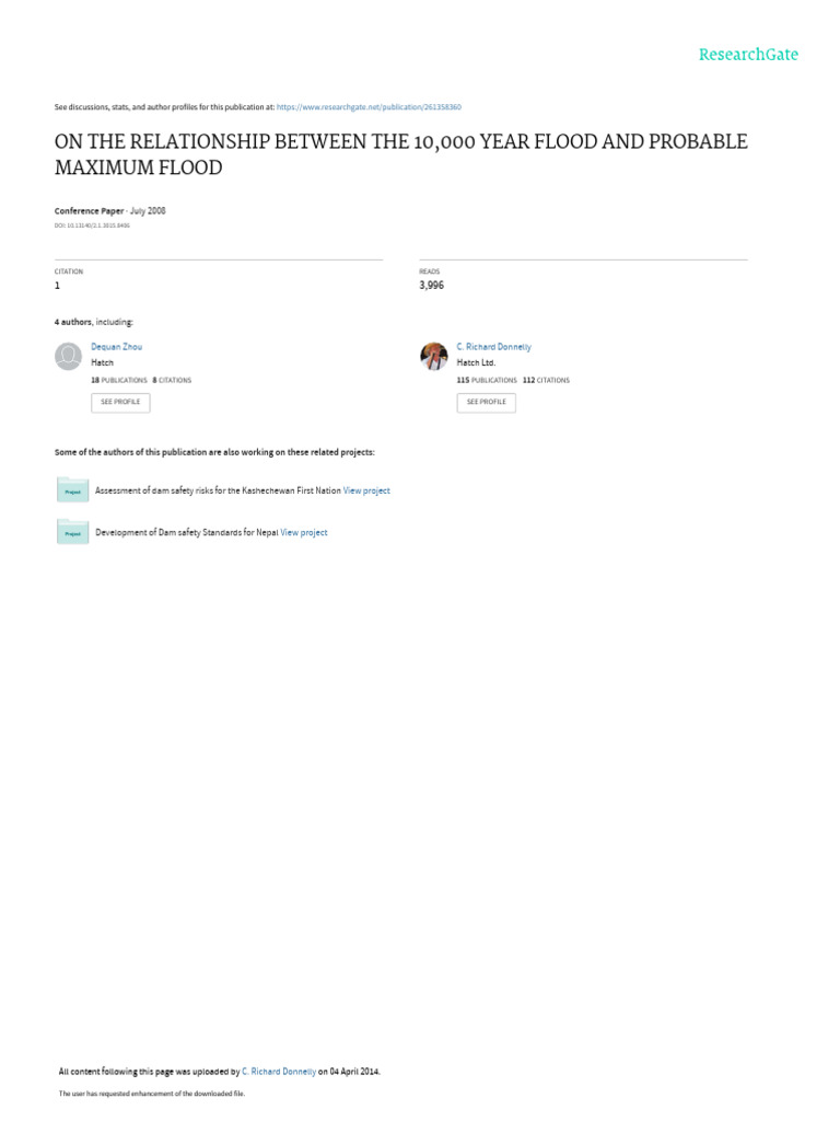 PMF Vs 10000 Year Flood | PDF | Coefficient Of Variation | Skewness