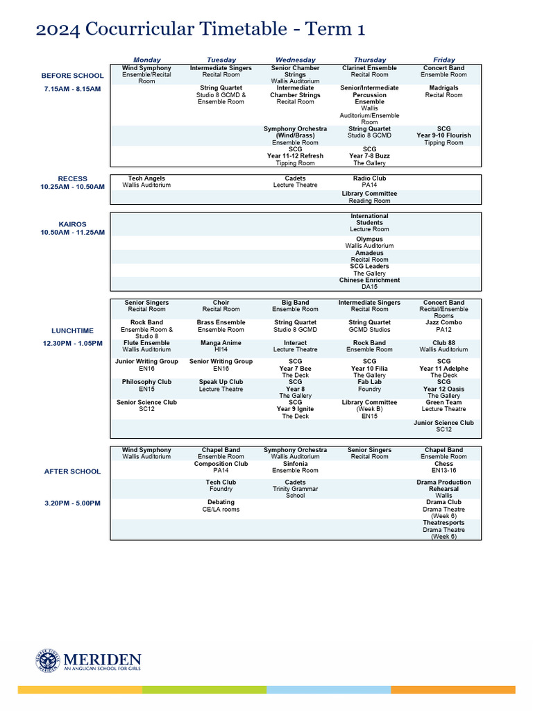 2024 Term 1 Cocurricular Timetable - 5 | PDF | Concert | Entertainment