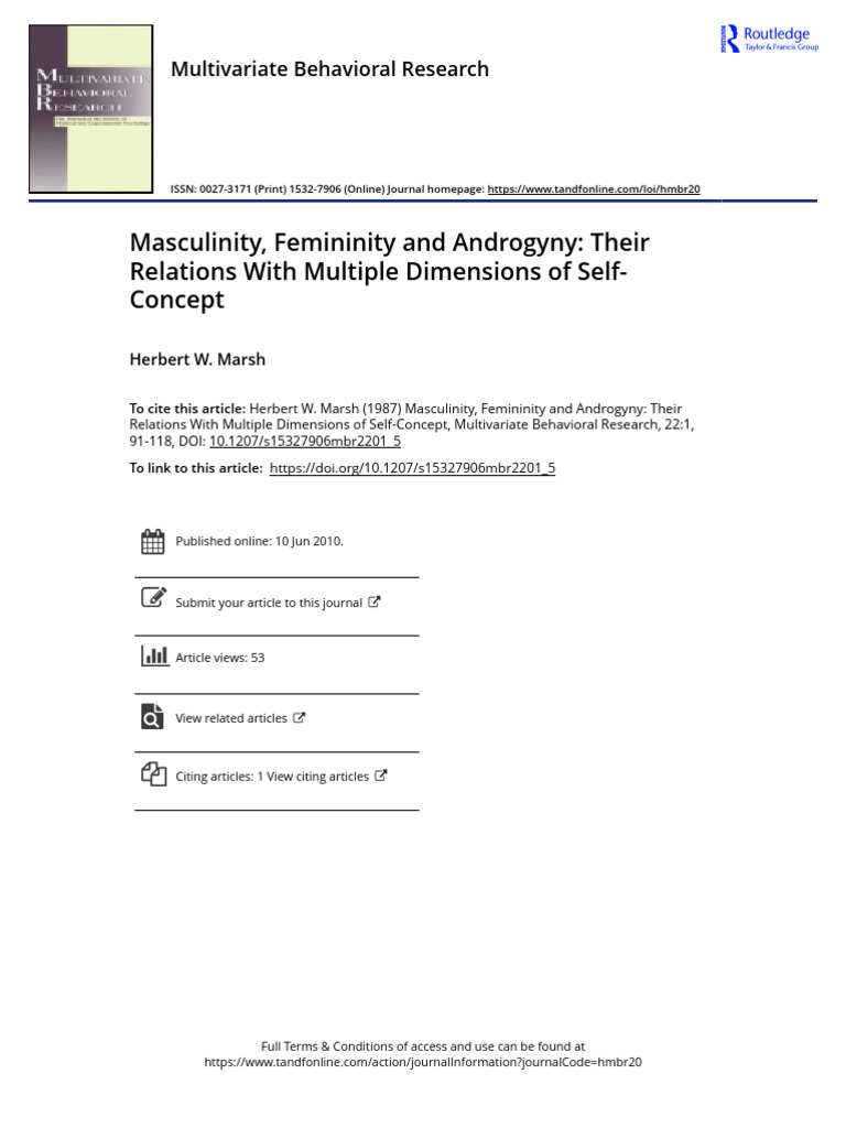 Masculinity Femininity and Androgyny Their Relations With Multiple ...