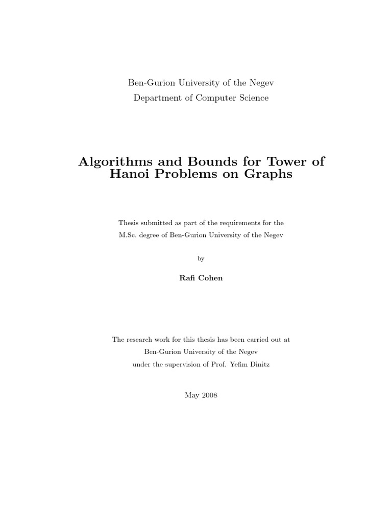 Algorithms and Bounds For Tower of Hanoi Problems On Graphs | PDF | Theoretical Computer Science ...