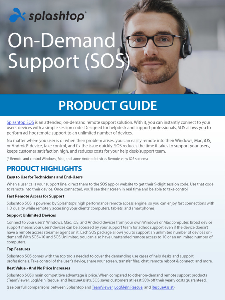 Splashtop SOS Product Guide | PDF | Ios | Mobile App