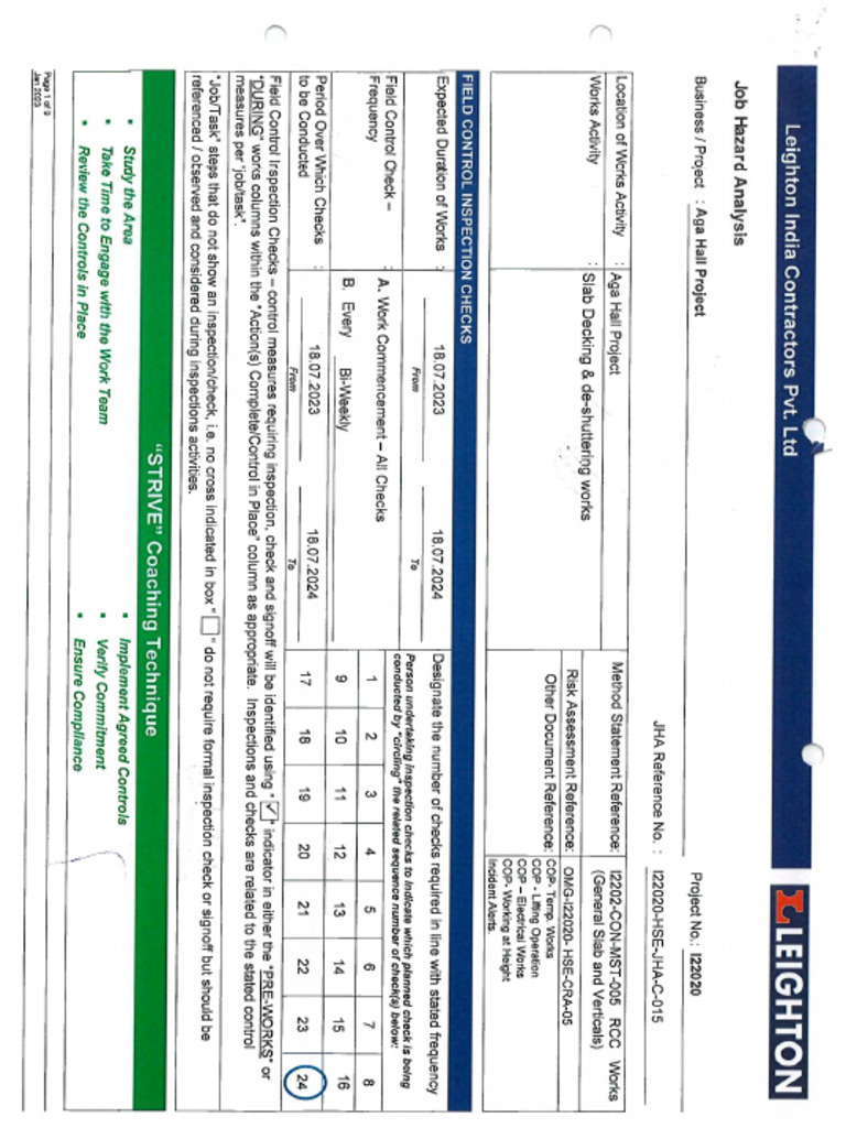 JHA - Slab Decking and De-Shuttering Work | PDF