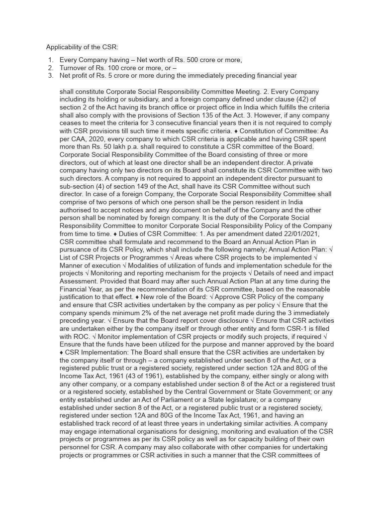 CSR Laws and Guidelines | PDF | Corporate Social Responsibility