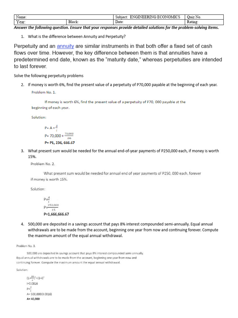 Perpetuity | PDF | Present Value | Interest