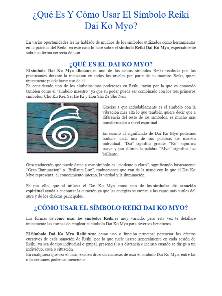 Dai Ko Myo | PDF | Reiki