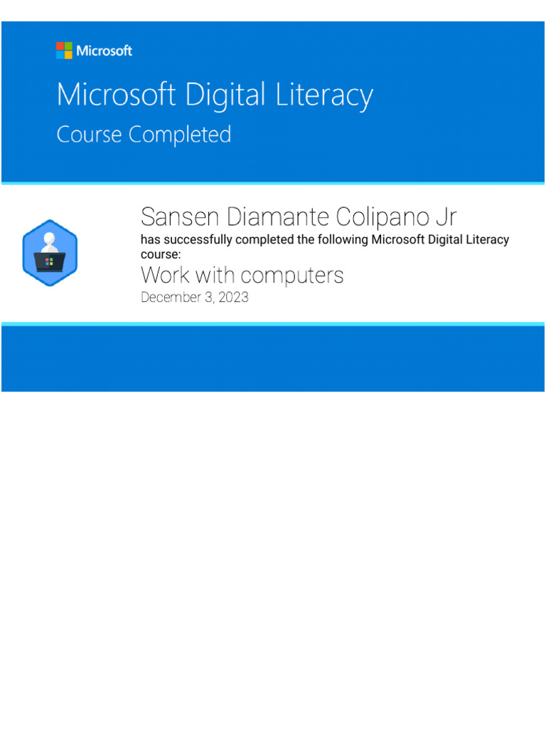 Microsoft Digital Literacy - Working With Computers | PDF