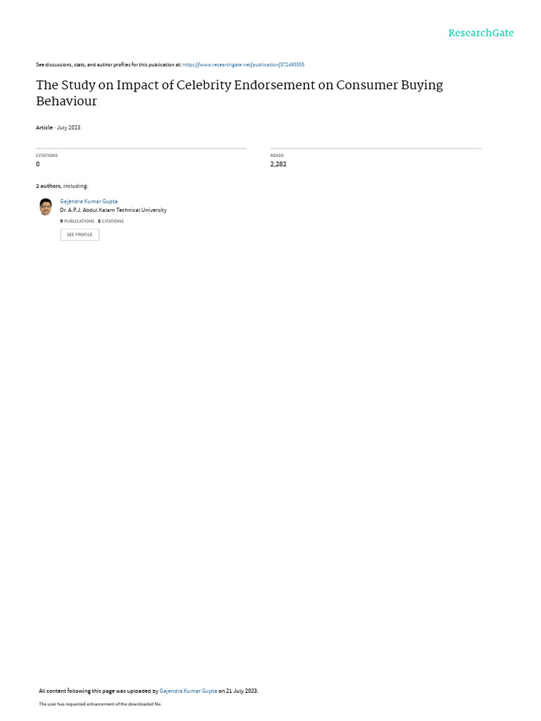 Celebrity Endorsement's Impact on Buying Behavior | PDF | Credibility ...