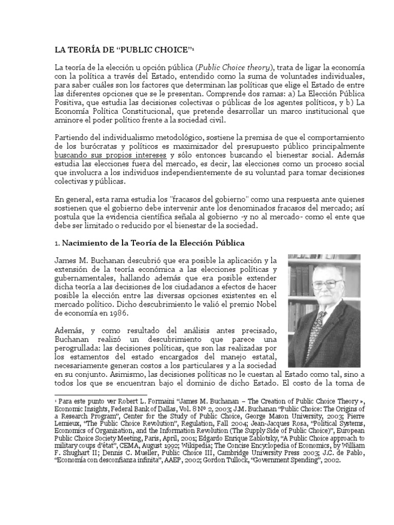 Teoría de la Elección Pública: Buchanan | PDF | Elección pública | Toma ...