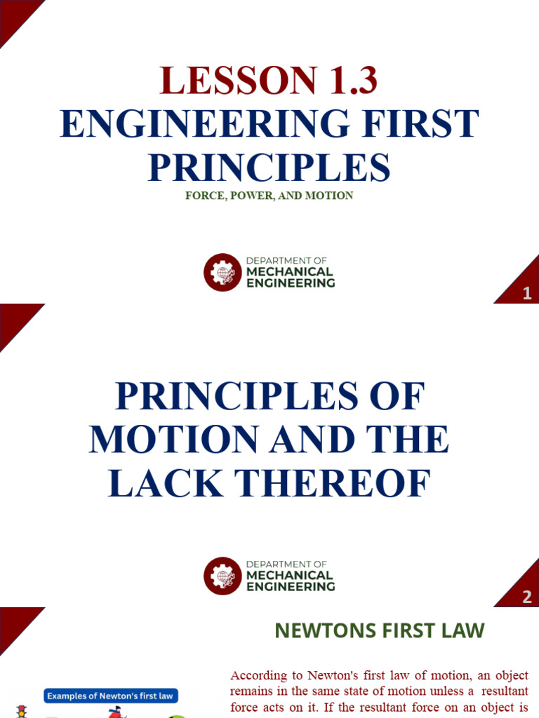 Lesson 1.3 Engineering Philosophies Force Power Motion | PDF | Force ...