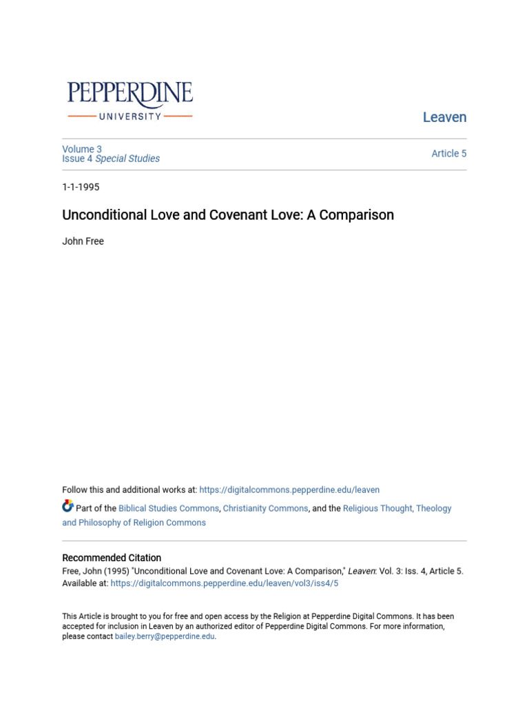 Unconditional Love and Covenant Love | PDF | Love | Jesus