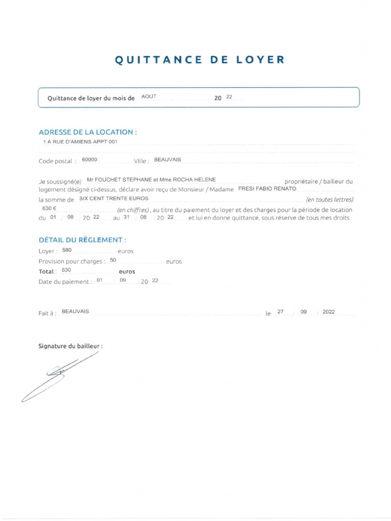 Quittance Loyer Franc Marche | PDF