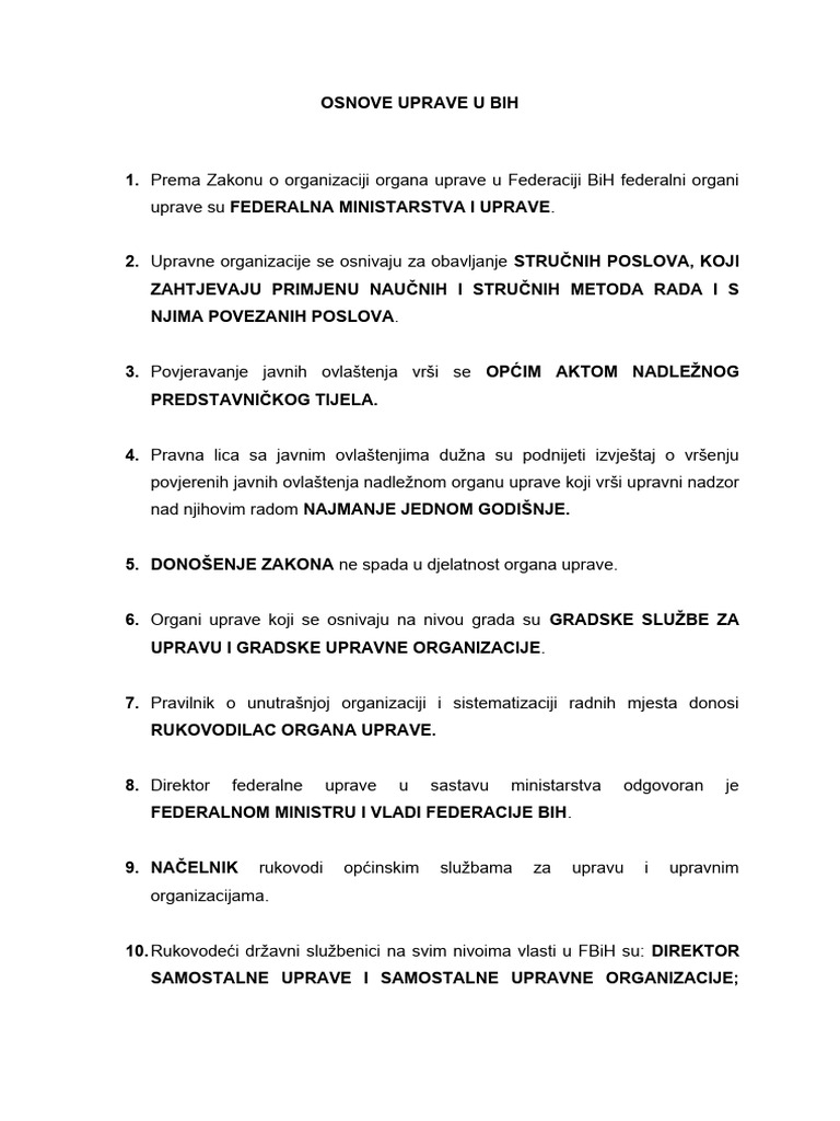 Osnove Uprave U Bih | PDF